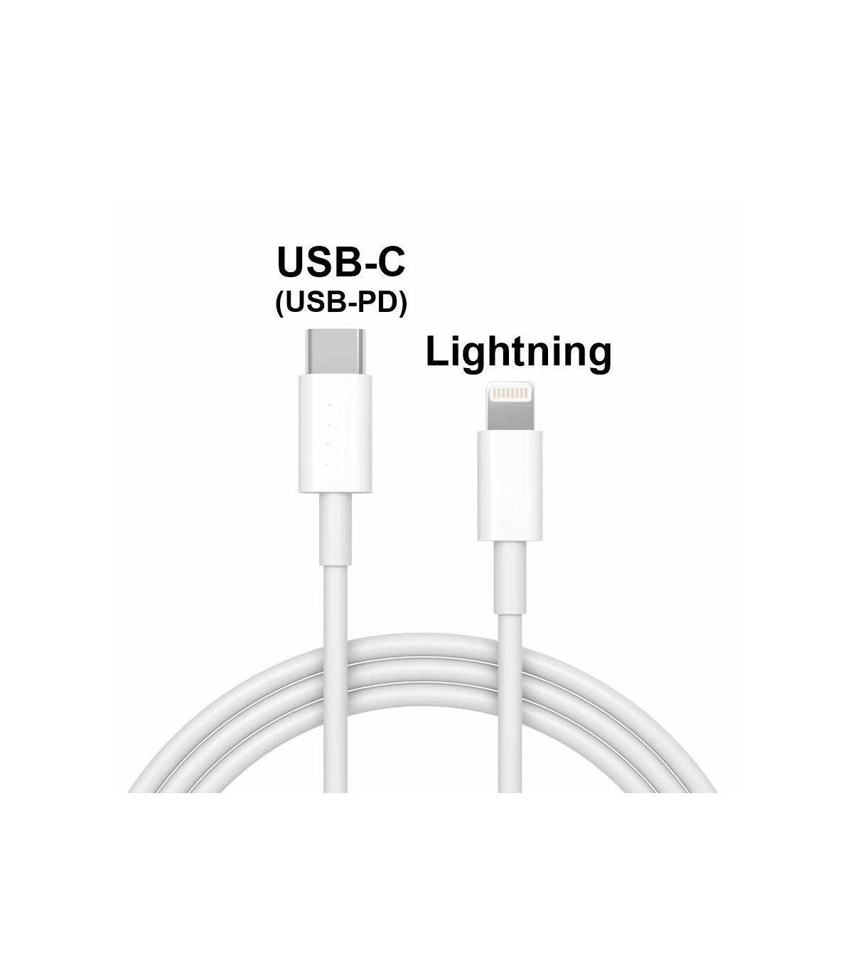 USB-C to Apple Lightning cables (USB-PD) Length / Color White Rubber ...